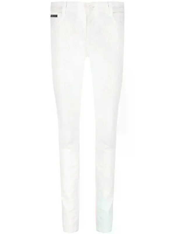 Philipp Plein Crackle-textured Denim Leggings - White