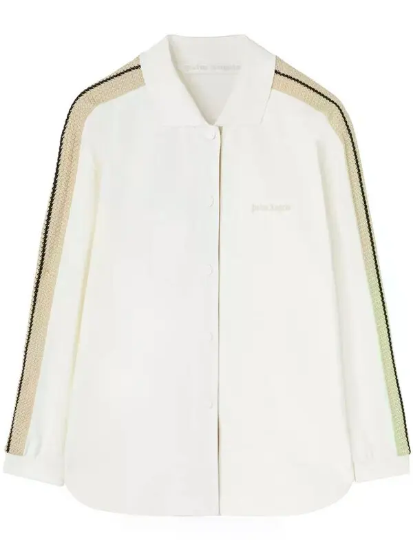 Palm Angels Logo-embroidered Cotton Track Shirt - Neutrals