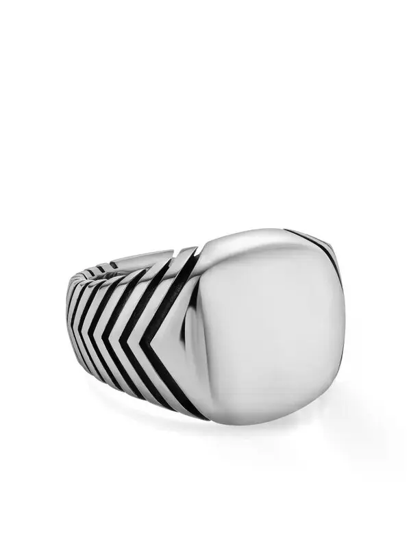 David Yurman Sterling Chevron Signet Ring - Silver
