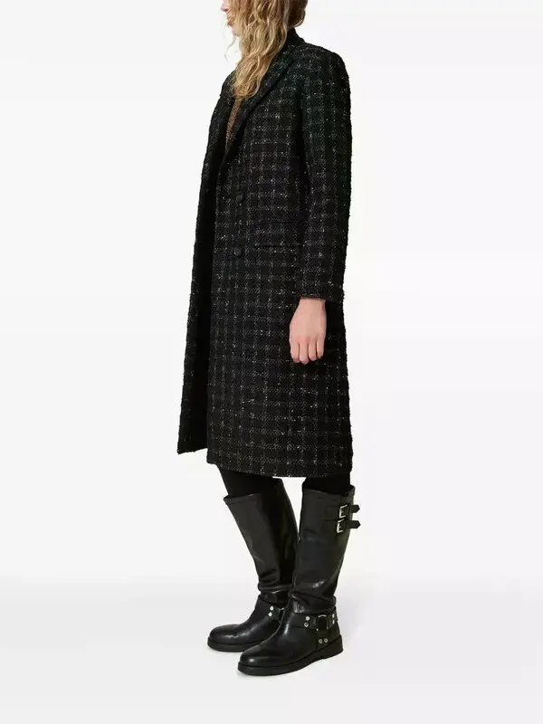 TWINSET Check Pattern Bouclé Coat