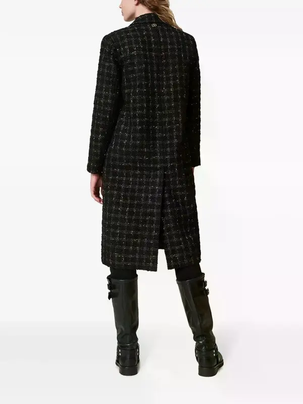 TWINSET Check Pattern Bouclé Coat