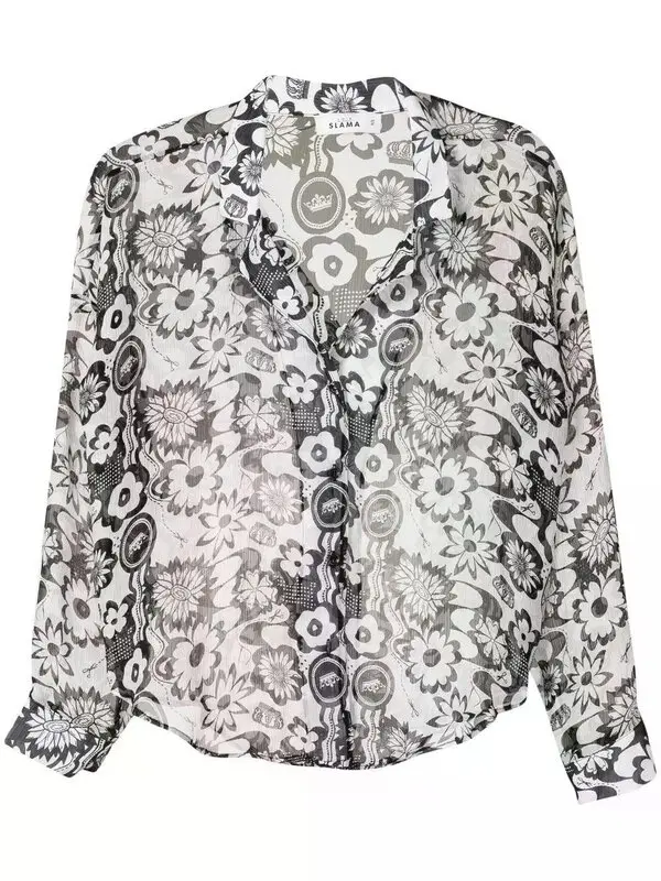 AMIR SLAMA Floral-print Silk Shirt