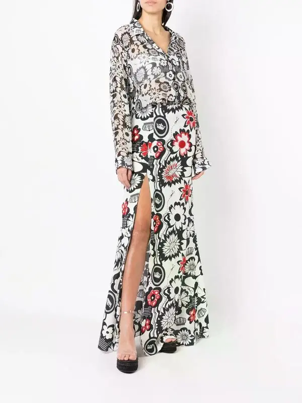 AMIR SLAMA Floral-print Silk Shirt