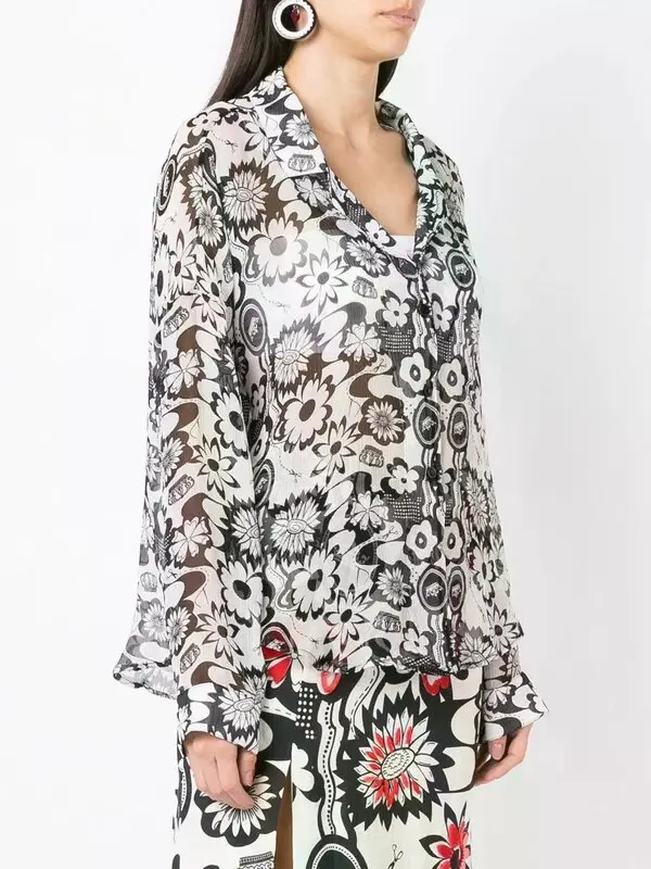 AMIR SLAMA Floral-print Silk Shirt