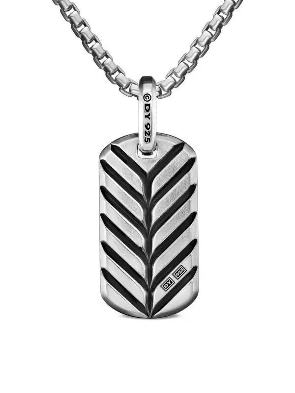 David Yurman Sterling Chevron Tiger Eye Tag - Silver