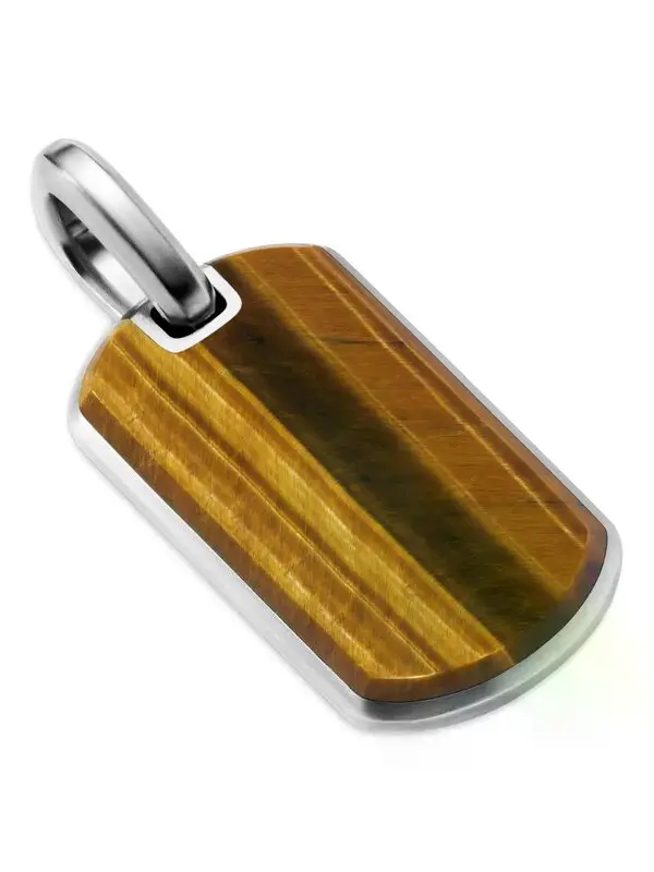 David Yurman Sterling Chevron Tiger Eye Tag - Silver