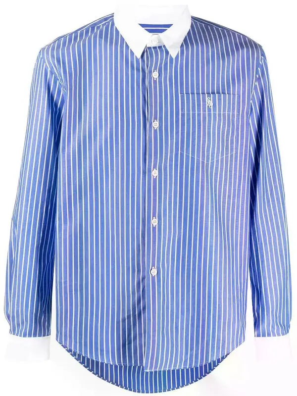 SPORTY & RICH Logo-embroidered Stripe-print Shirt