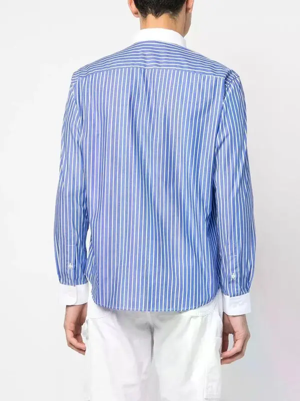 SPORTY & RICH Logo-embroidered Stripe-print Shirt