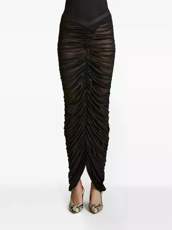 Khaite Laure Ruched Silk Skirt - Black