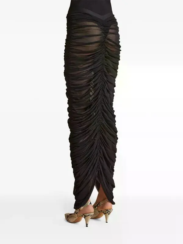 Khaite Laure Ruched Silk Skirt - Black