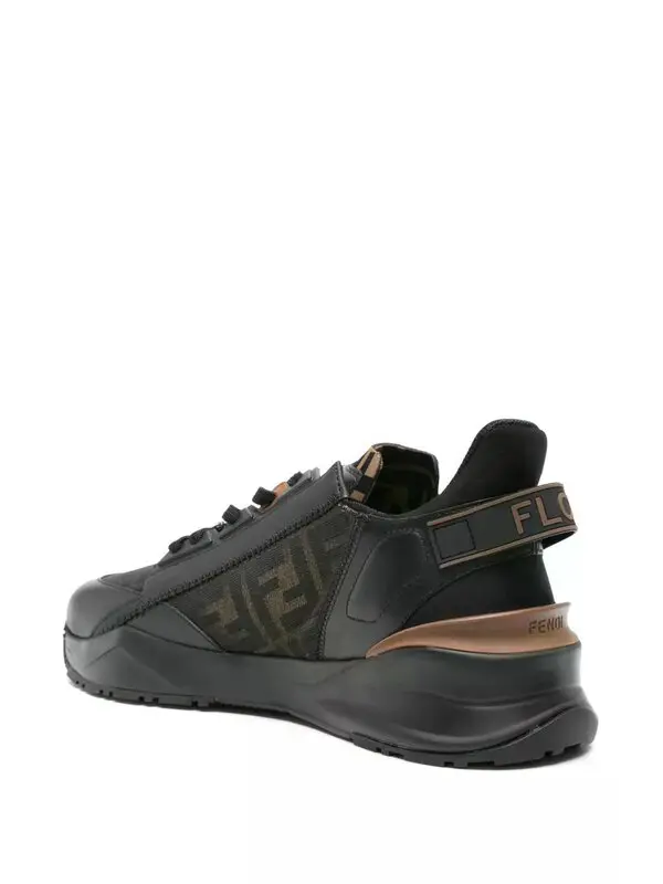 Fendi Flow Ff-jacquard Leather Sneakers - Black
