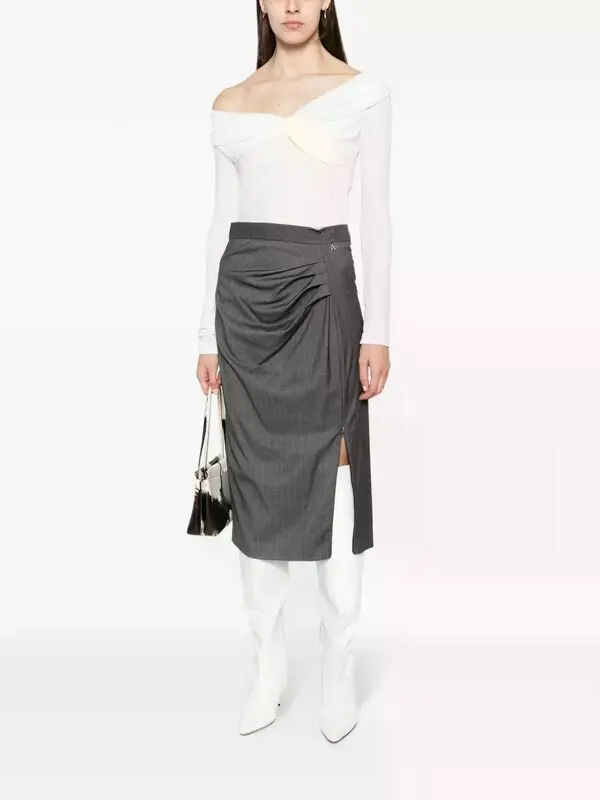 TWINSET Pinstripe Pleat-detail Midi Skirt