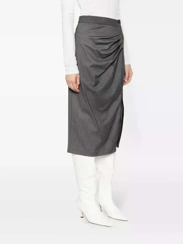 TWINSET Pinstripe Pleat-detail Midi Skirt