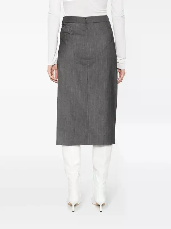 TWINSET Pinstripe Pleat-detail Midi Skirt