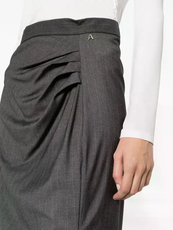 TWINSET Pinstripe Pleat-detail Midi Skirt