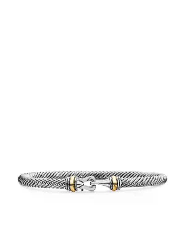 David Yurman 18kt Yellow Gold And Sterling Buckle Classic Cable Bracelet - Silver