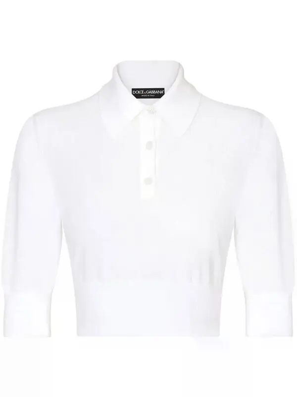 Dolce & Gabbana Cropped Fine-knit Polo Shirt