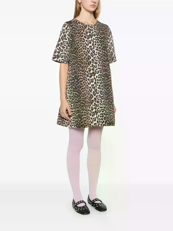 GANNI Leopard-print Denim Mini Dress