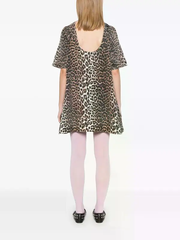 GANNI Leopard-print Denim Mini Dress