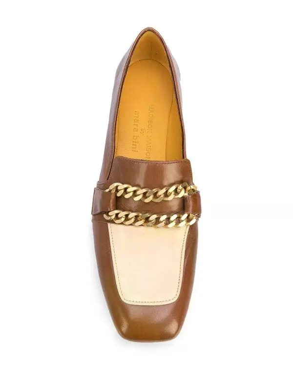 MADISON MAISON Gioia Flat Loafers With Chain Detailing - Brown