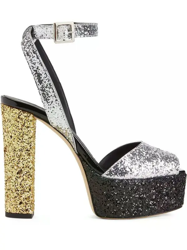 GIUSEPPE ZANOTTI 120mm Betty Glitter Platform-sole Sandals - Silver