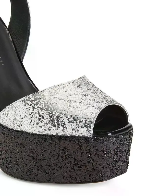 GIUSEPPE ZANOTTI 120mm Betty Glitter Platform-sole Sandals - Silver