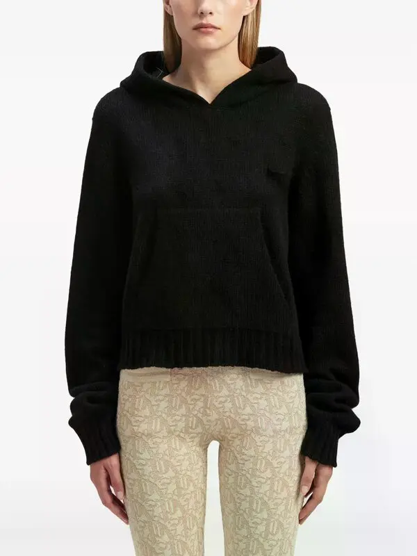 Palm Angels Curved-logo Wool-blend Hoodie