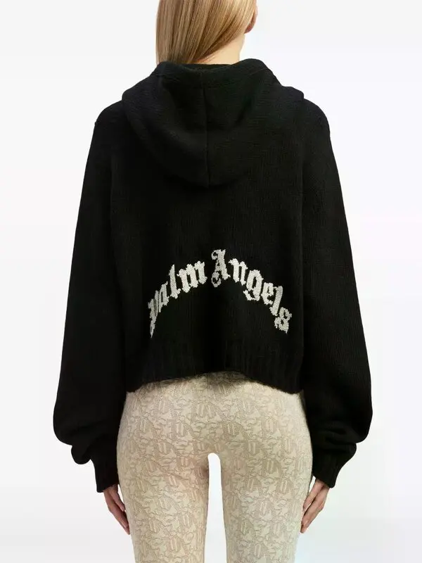 Palm Angels Curved-logo Wool-blend Hoodie