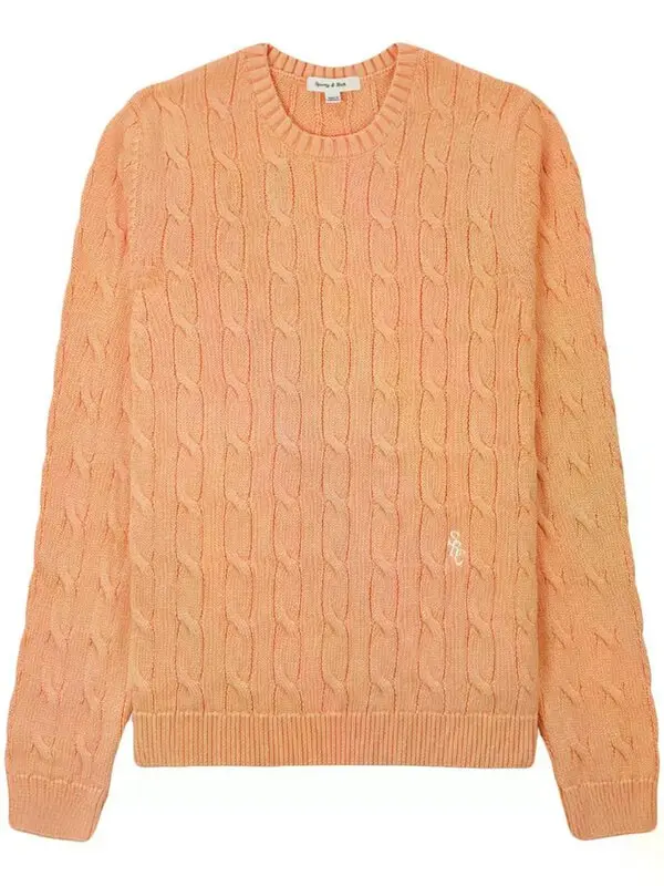 SPORTY & RICH Embroidered Cable Knit Jumper