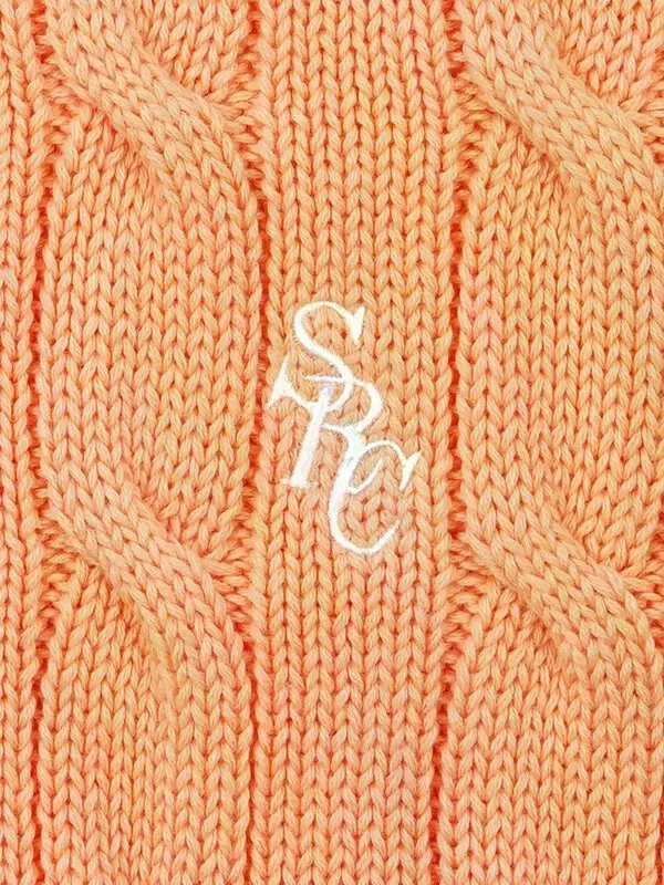 SPORTY & RICH Embroidered Cable Knit Jumper