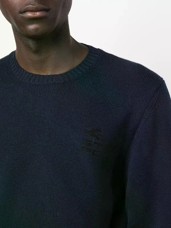 Etro Crew-neck Virgin Wool Pullover - Blue