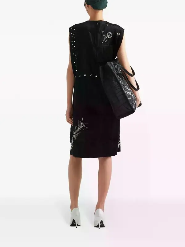 Prada Embroidered Georgette Sleeveless Dress