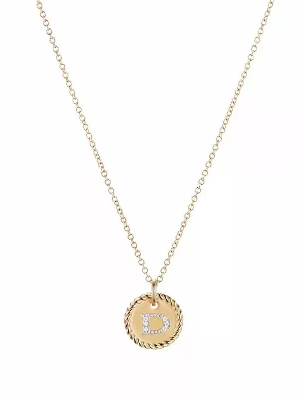 David Yurman 18kt Yellow Diamond Initial Charm Necklace - Gold