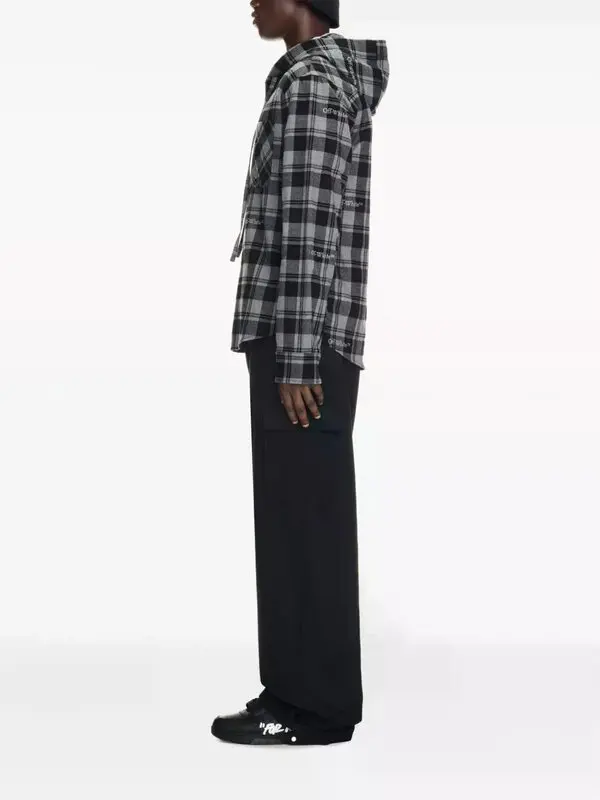 Off-White Checked Hooded Shirt