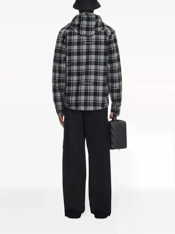 Off-White Checked Hooded Shirt