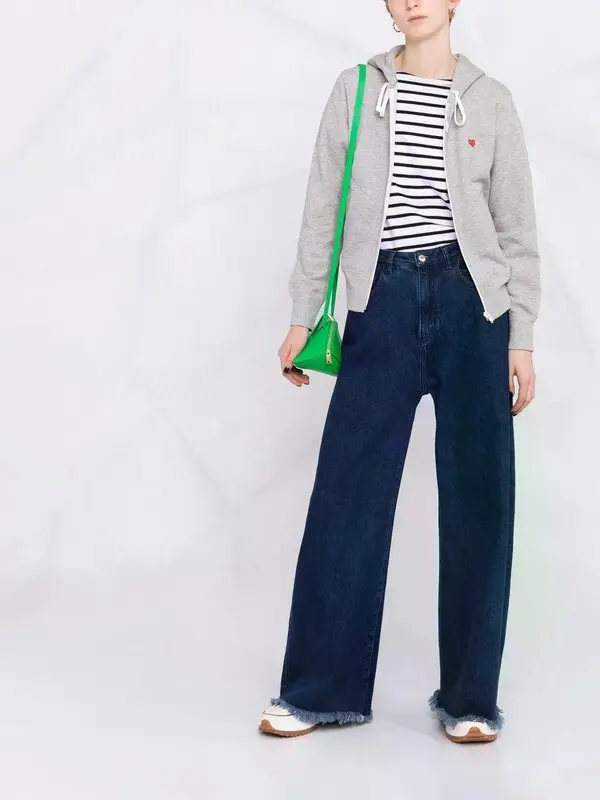 Play Comme Des Garcon Embroidered-motif Zip-fastening Hoodie