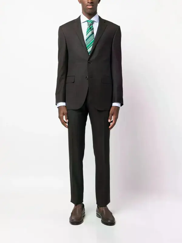 Corneliani Single-breasted Virgin Wool Suit - Brown