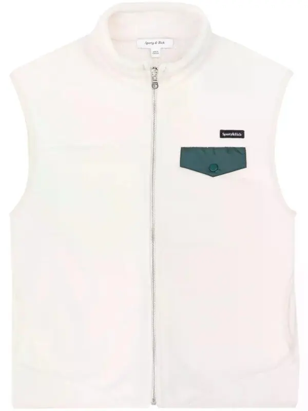 SPORTY & RICH Zipped Polar Vest - Neutrals