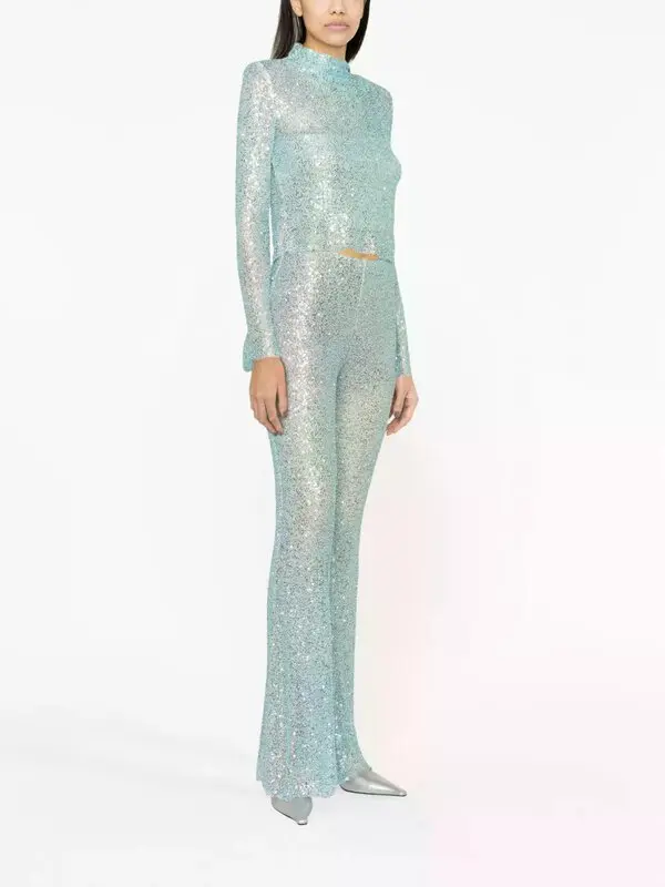 SELF-PORTRAIT Sequin-embellished Mesh Trousers
