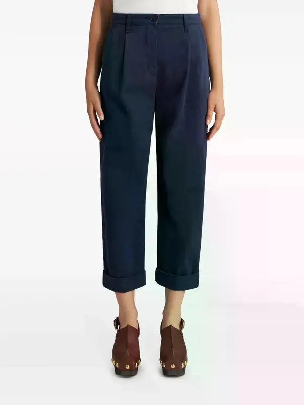 Etro Cropped Herringbone Cotton Chinos