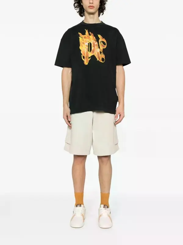 Palm Angels Burning Monogram-print T-shirt - Black