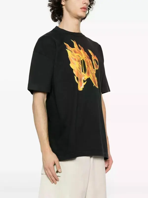 Palm Angels Burning Monogram-print T-shirt - Black