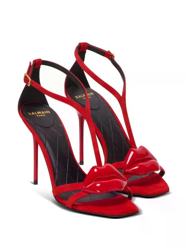 Balmain Suede Lip Detail Stiletto Sandals