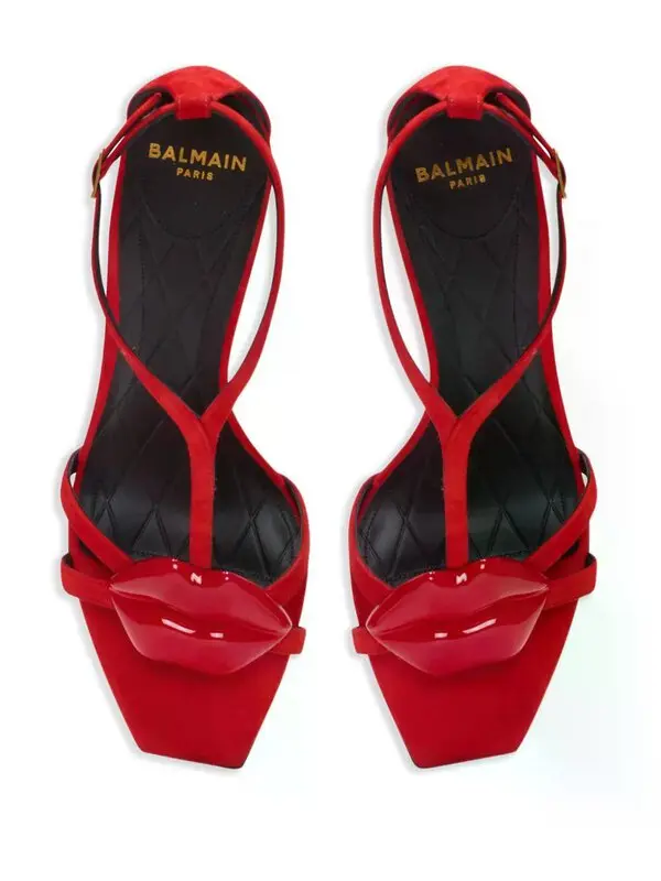 Balmain Suede Lip Detail Stiletto Sandals