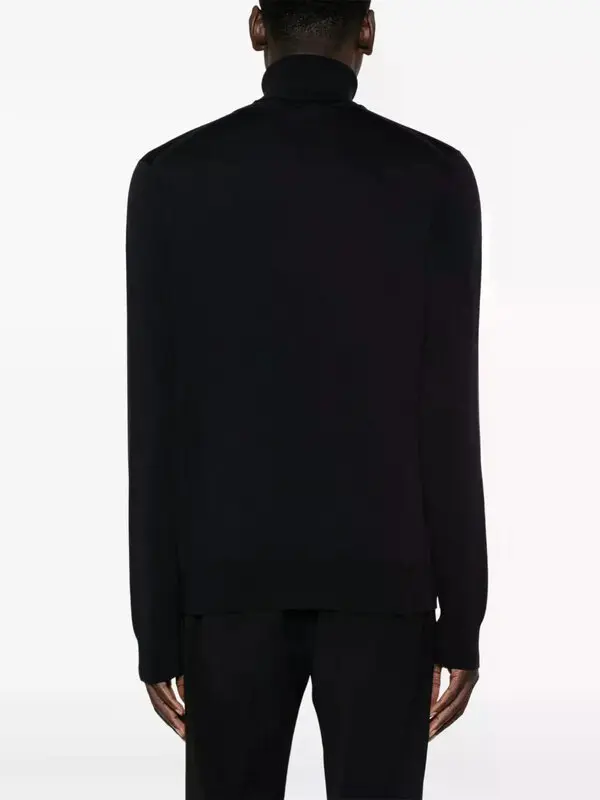 Dolce & Gabbana Logo-patch Roll-neck Jumper - Blue
