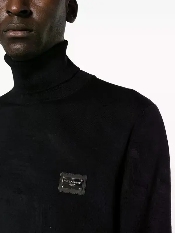 Dolce & Gabbana Logo-patch Roll-neck Jumper - Blue