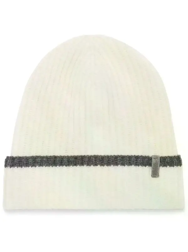 Brunello Cucinelli Contrast Cashmere Beanie - Neutrals
