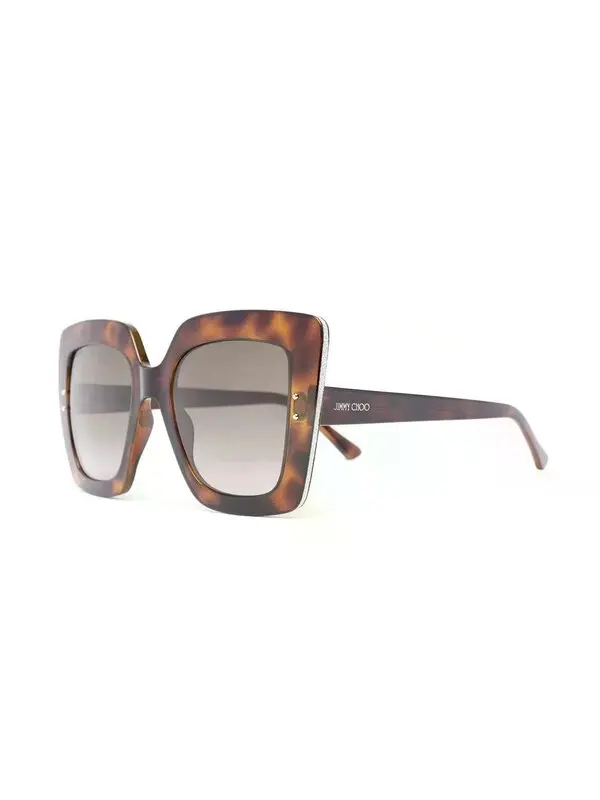JIMMY CHOO Tortoiseshell-effect Square Frame Sunglasses - Brown