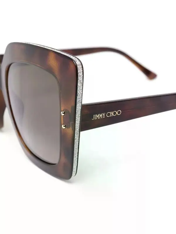 JIMMY CHOO Tortoiseshell-effect Square Frame Sunglasses - Brown