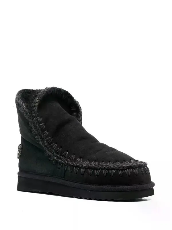 Mou Glitter Logo Ankle Boots - Black